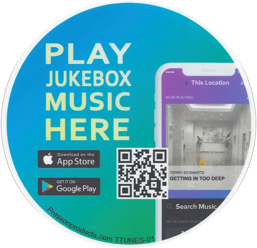 Touchtunes vinyl stickers jukebox app music table top sticker 4"– Press ...